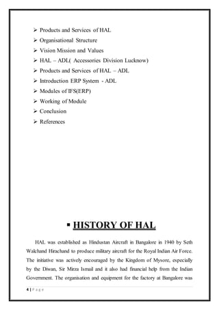 Summer Training Report on ERP System of HAL | DOCX