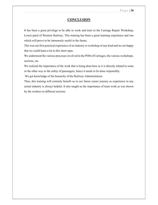 Summer Internship/Training report at Indian Railway | PDF