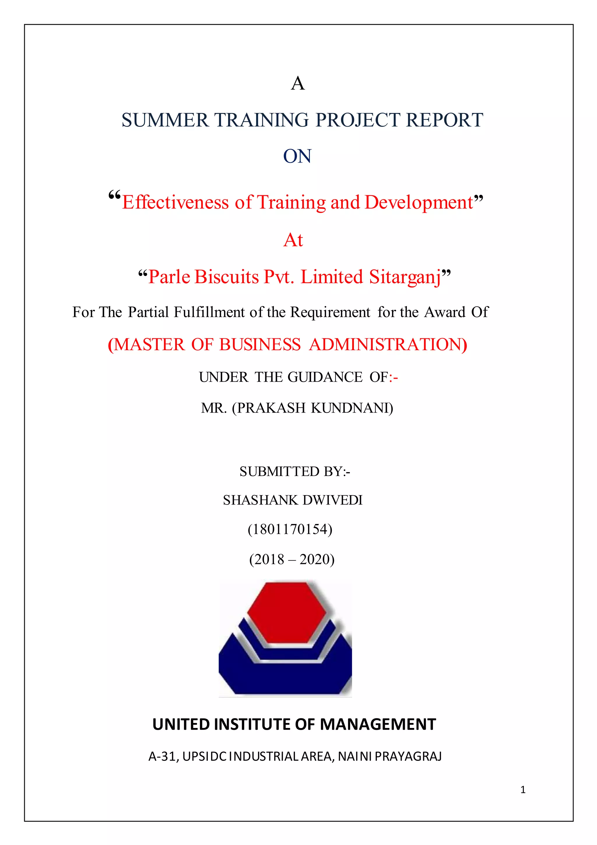 Summer training report | DOCX