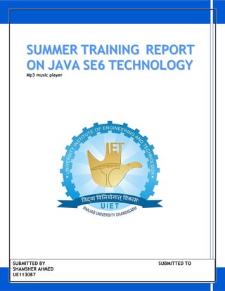 Summer training report on java se6 technology | PDF