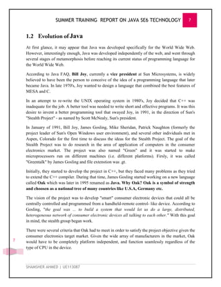 Summer training report on java se6 technology | PDF