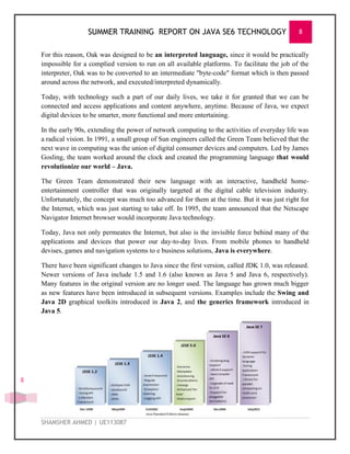 Summer training report on java se6 technology | PDF