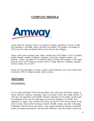 Consumer awareness towards AMWAY | DOCX