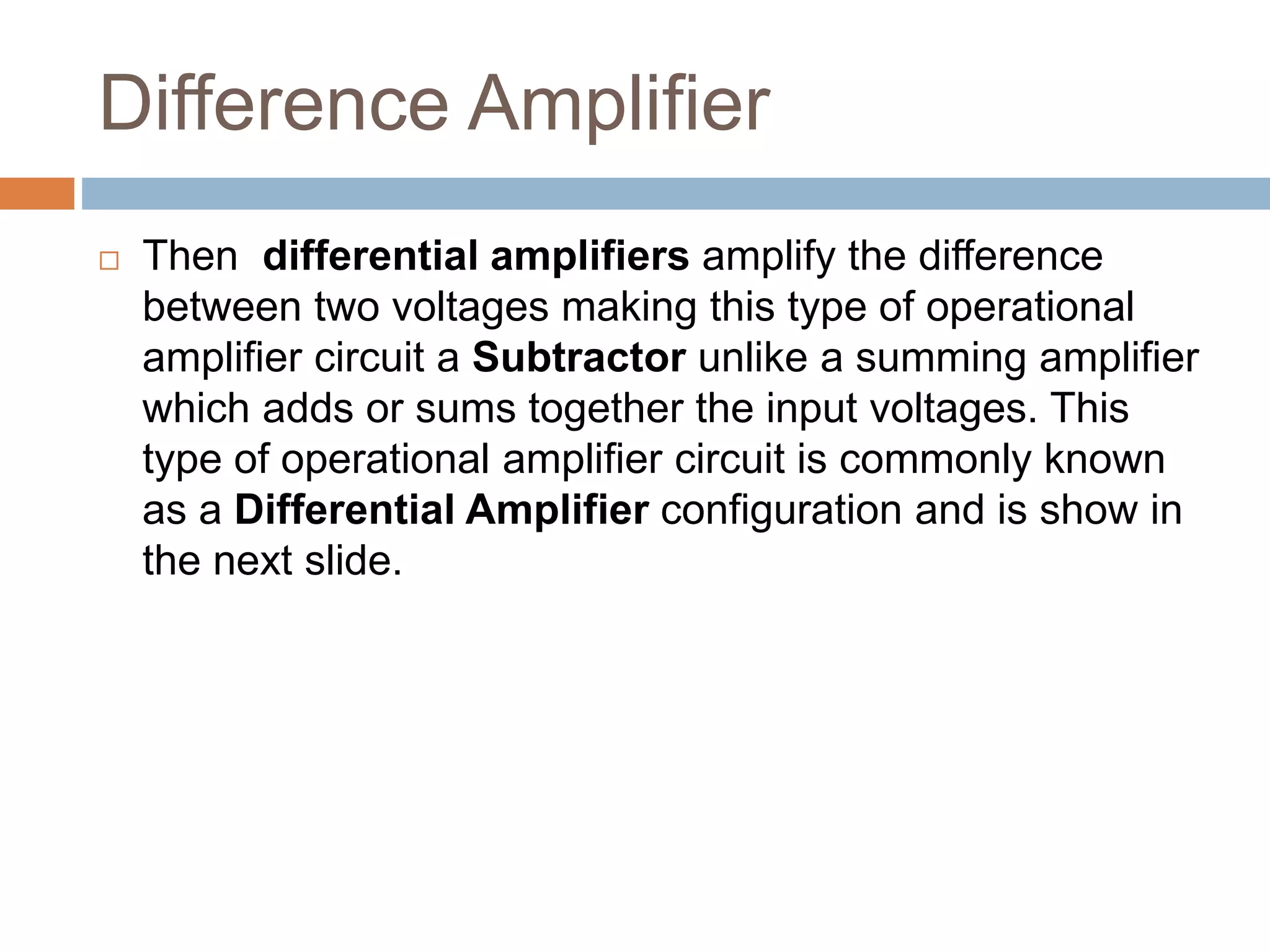 Summing and Difference amplifier | PPTX