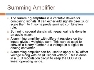 Summing and Difference amplifier | PPTX
