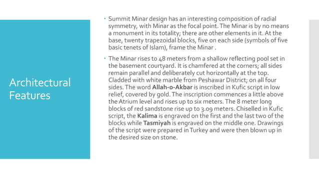 Islamic Summit minar Lahore Pakistan | PPTX