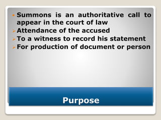 Summons –as non coercive method to compel appearance | PPT