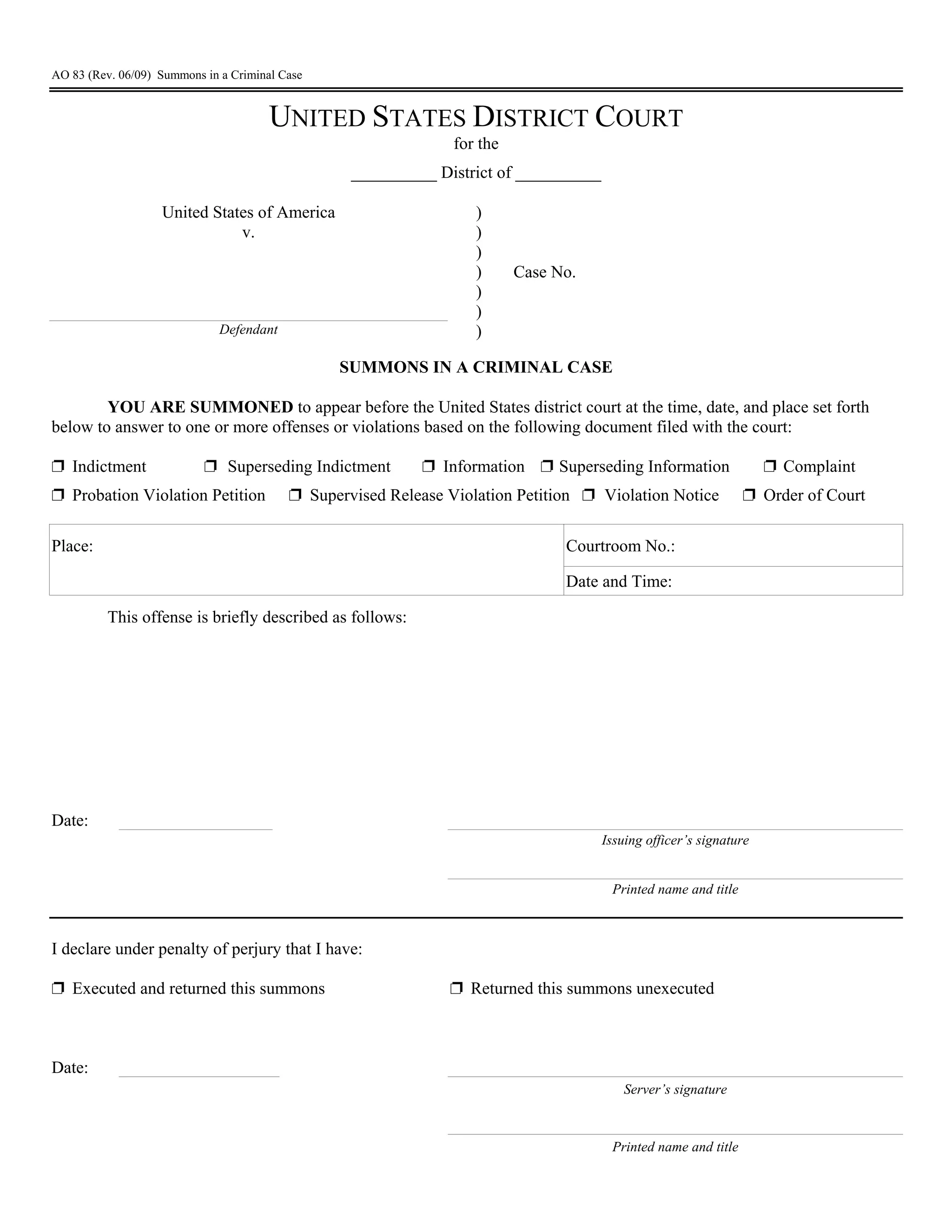 Summons forms | PDF