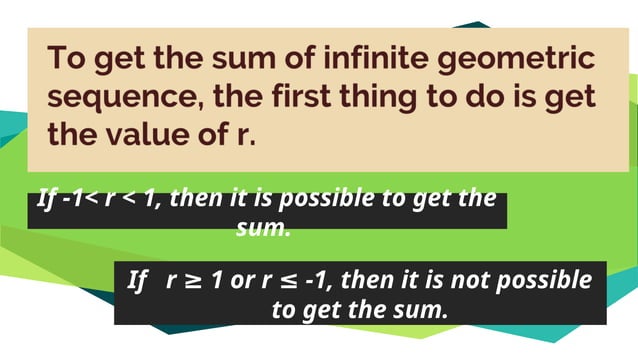 sum of infinite geometric sequences for grade 10 | PPTX