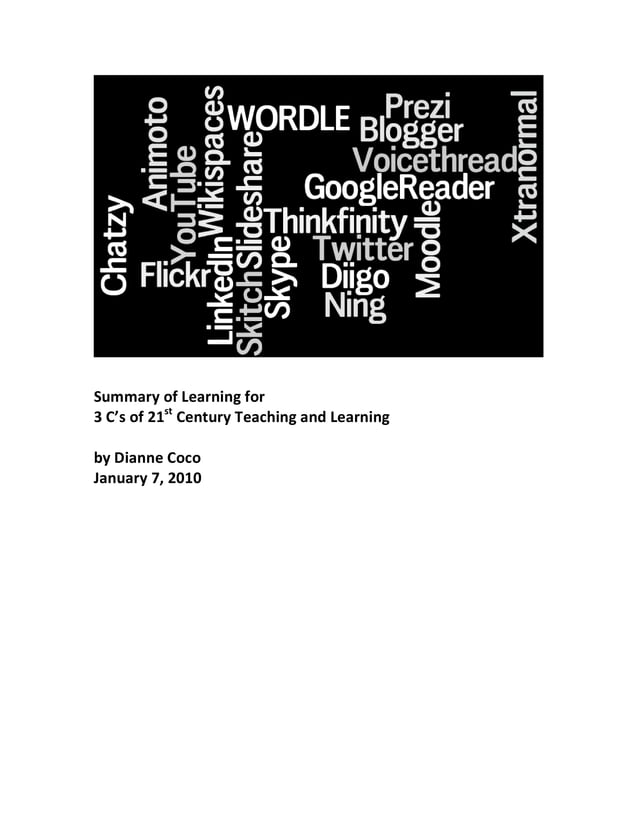 Sum Of Learning For 3 Cs Cover Page | PDF