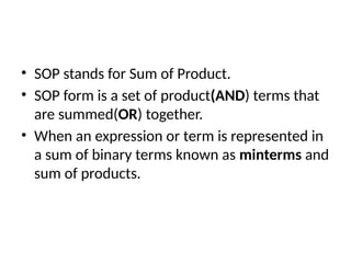 Sum of products in digital electronics in BEEE | PPT