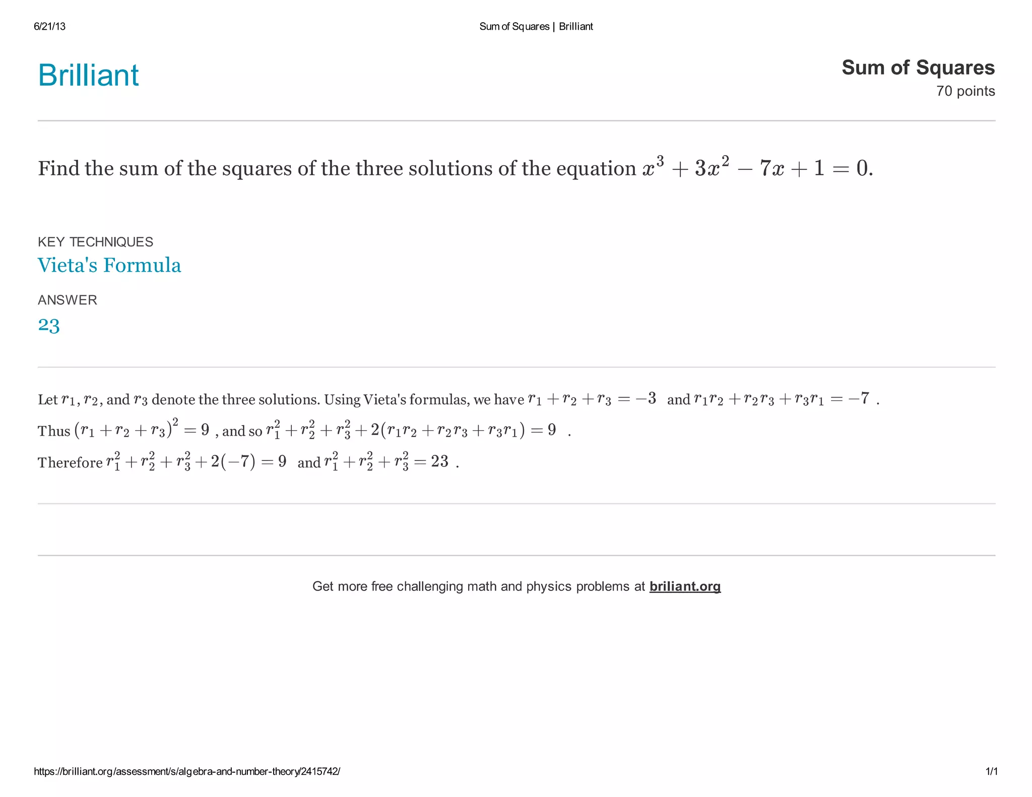 Sum of squares | PDF