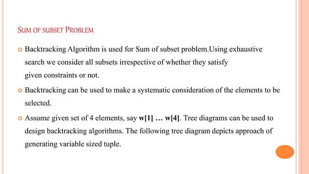 Sum of subset problem.pptx | Programming Languages | Computing