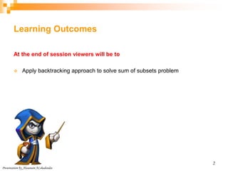 Sum of subsets problem by backtracking | PPT | Science