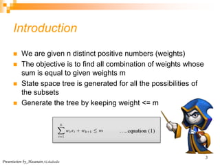 Sum of subsets problem by backtracking | PPT