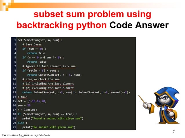 Sum of subsets problem by backtracking | PPT | Science