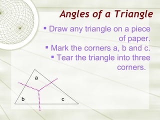 Sum Of The Angles Of A Triangle | PPT