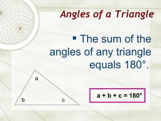 Sum Of The Angles Of A Triangle | PPT