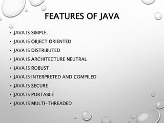 INTRODUCTION OF JAVA | PPTX
