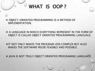 INTRODUCTION OF JAVA | PPTX | Programming Languages | Computing