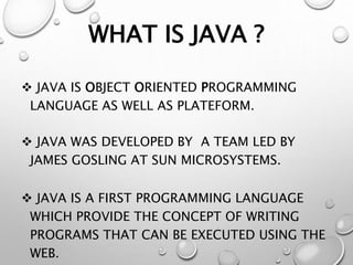 INTRODUCTION OF JAVA | PPT
