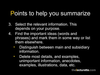 Summarizing, paraphrasing, synthesizing | PPT