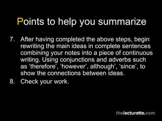 Summarizing, paraphrasing, synthesizing | PPT