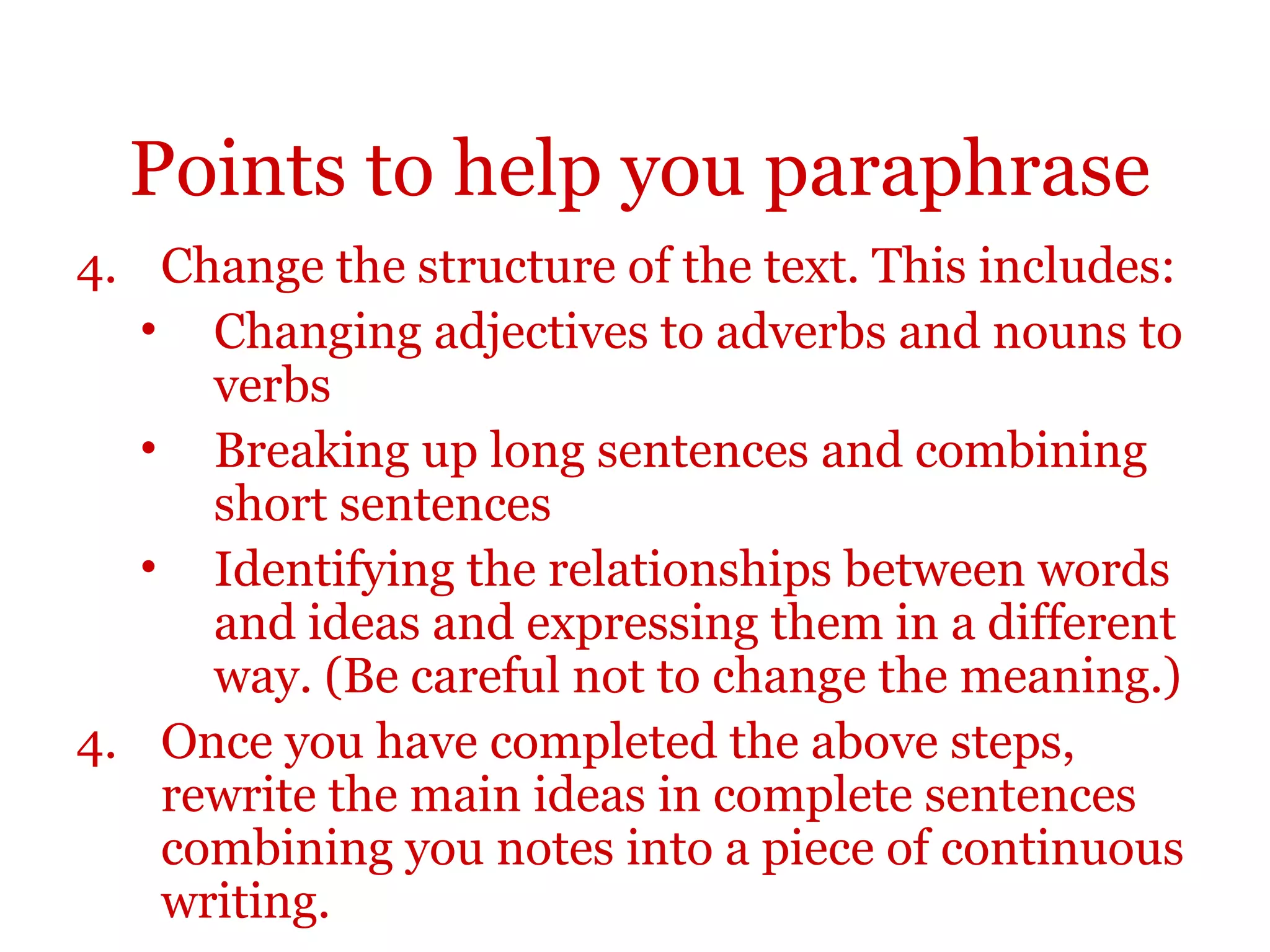 Summarizing and Paraphrasing | PPT
