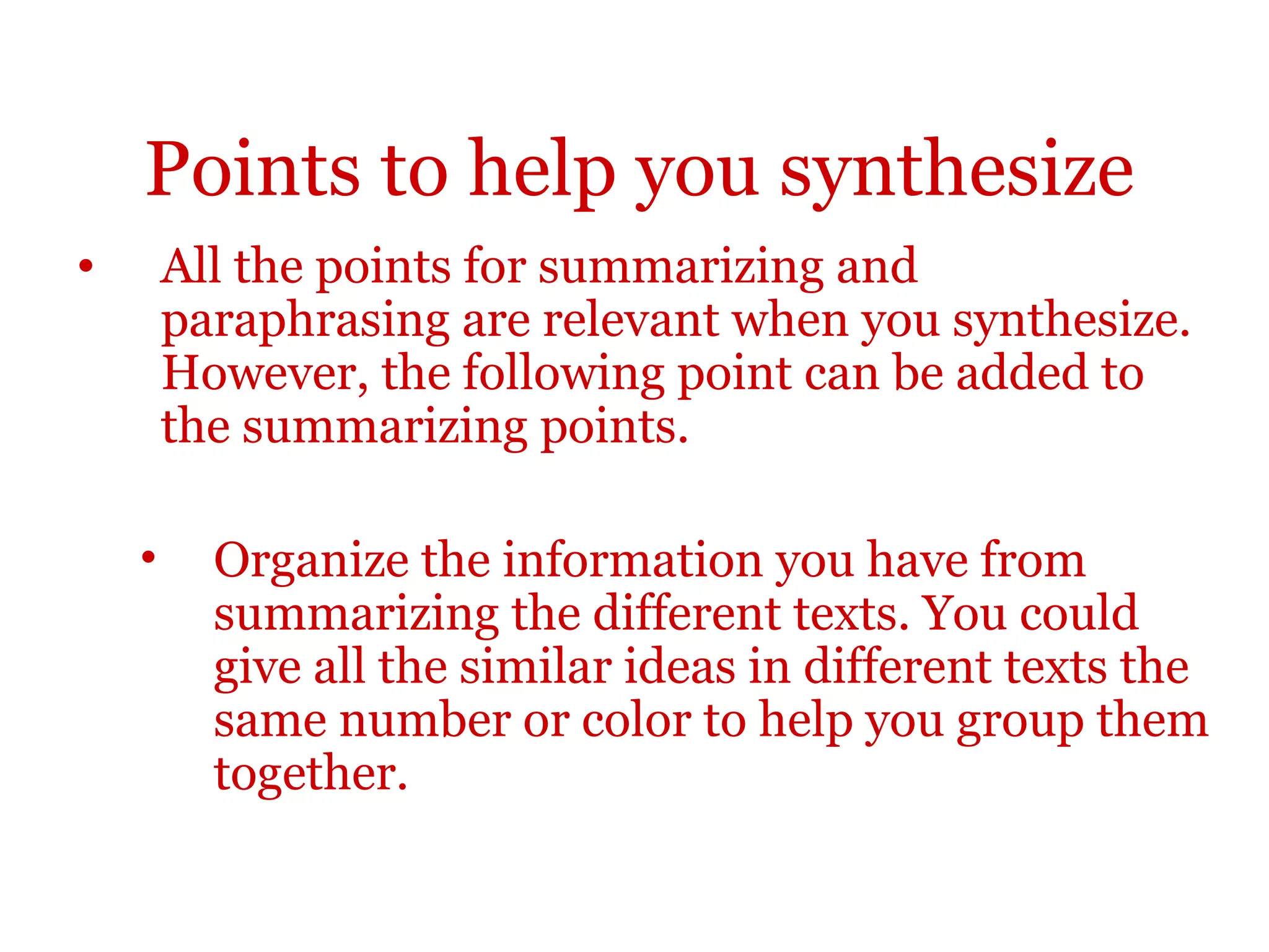 Summarizing and Paraphrasing | PPT