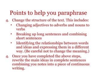 Summarizing and Paraphrasing | PPT