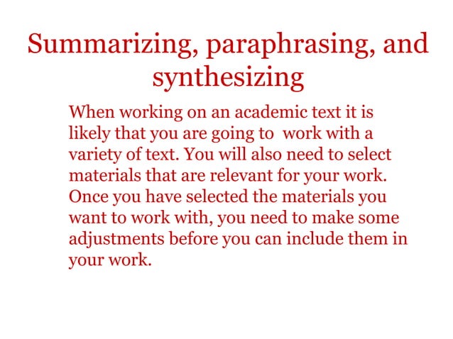 Summarizing and Paraphrasing | PPT | Resume Writing and Advice | Job Search