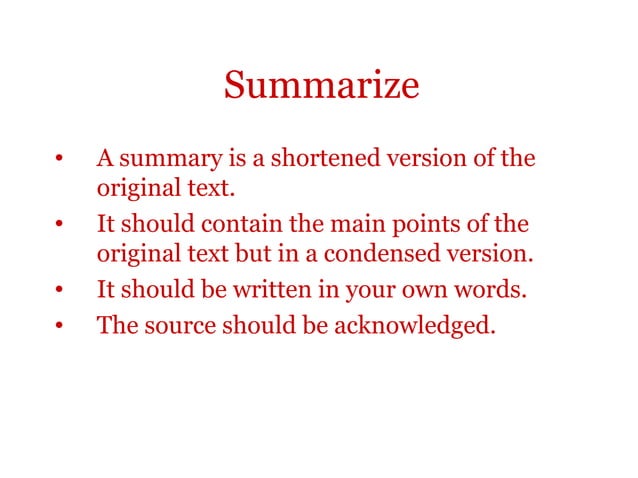 Summarizing and Paraphrasing | PPT | Resume Writing and Advice | Job Search