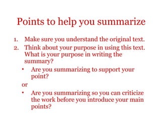 Summarizing and Paraphrasing | PPT