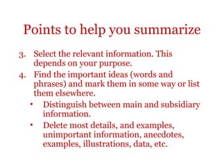 Summarizing and Paraphrasing | PPT