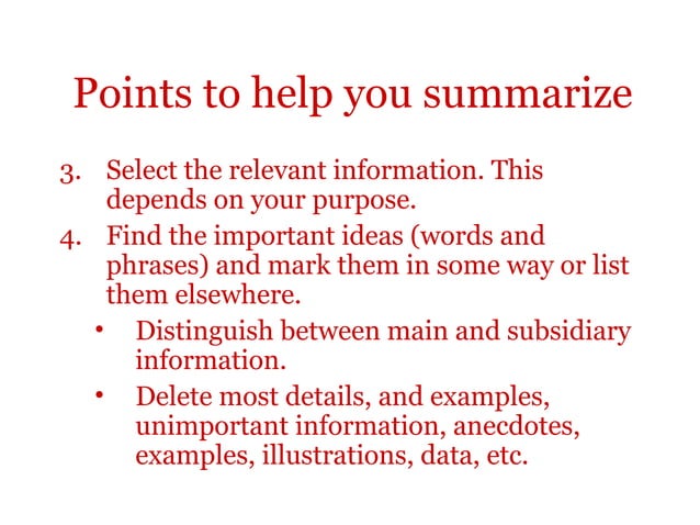 Summarizing and Paraphrasing | PPT