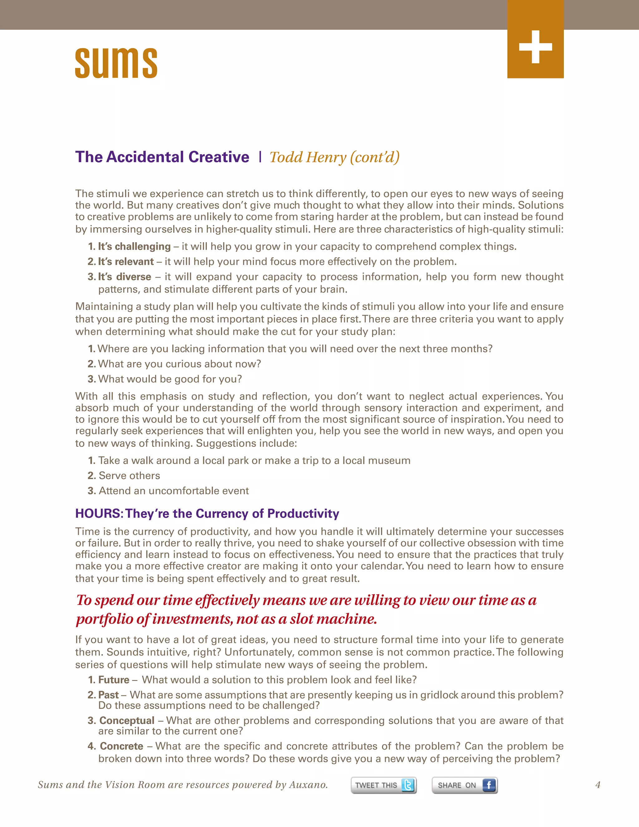 Summary of The Accidental Creativity | PDF