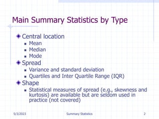 summary statistics | PPT