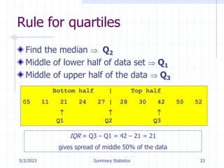 summary statistics | PPT