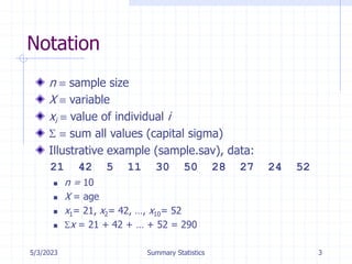 summary statistics | PPT
