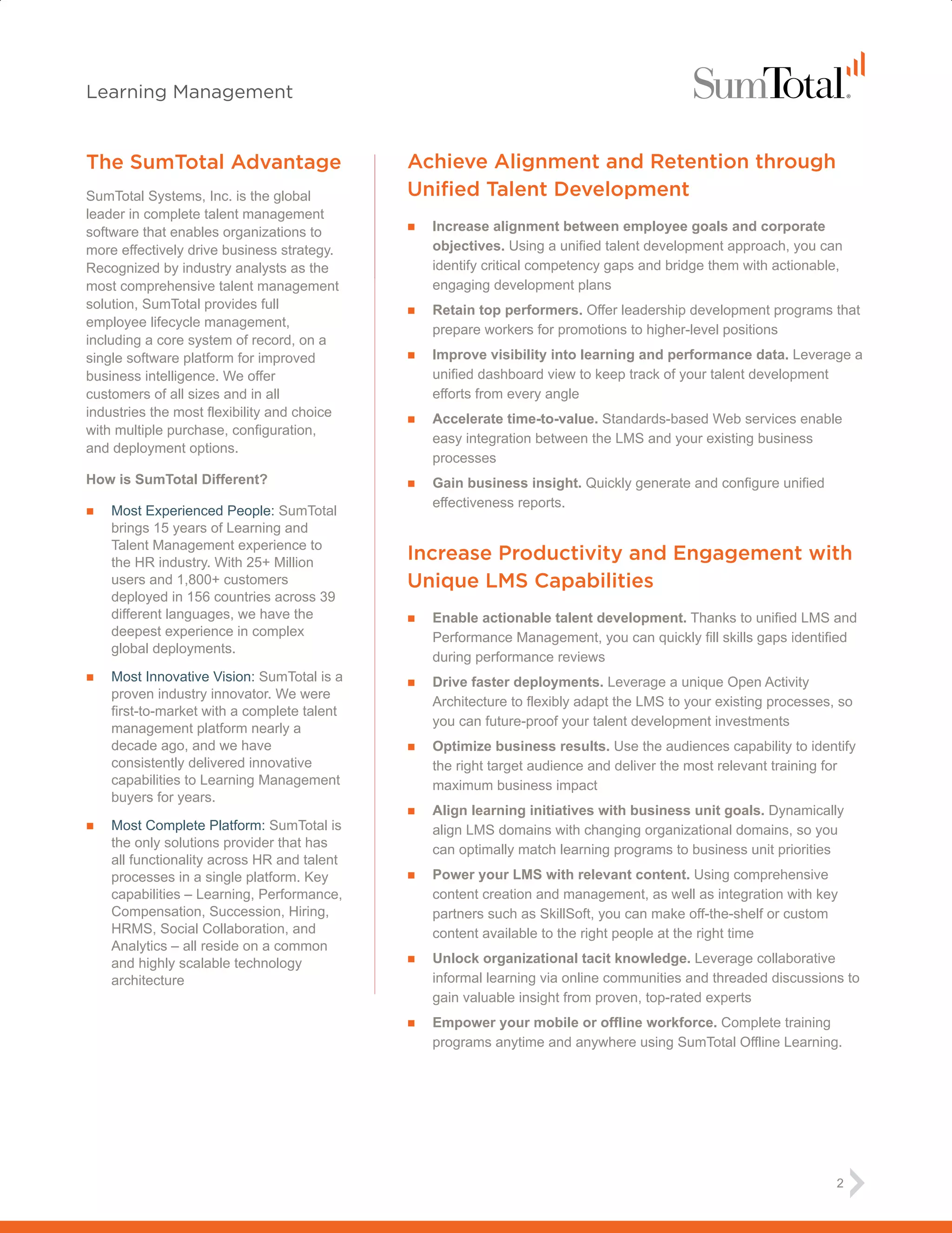 Sumtotal Larning Management Software | PDF