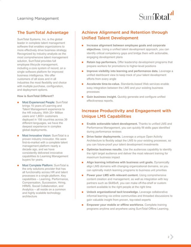 Sumtotal Larning Management Software | PDF