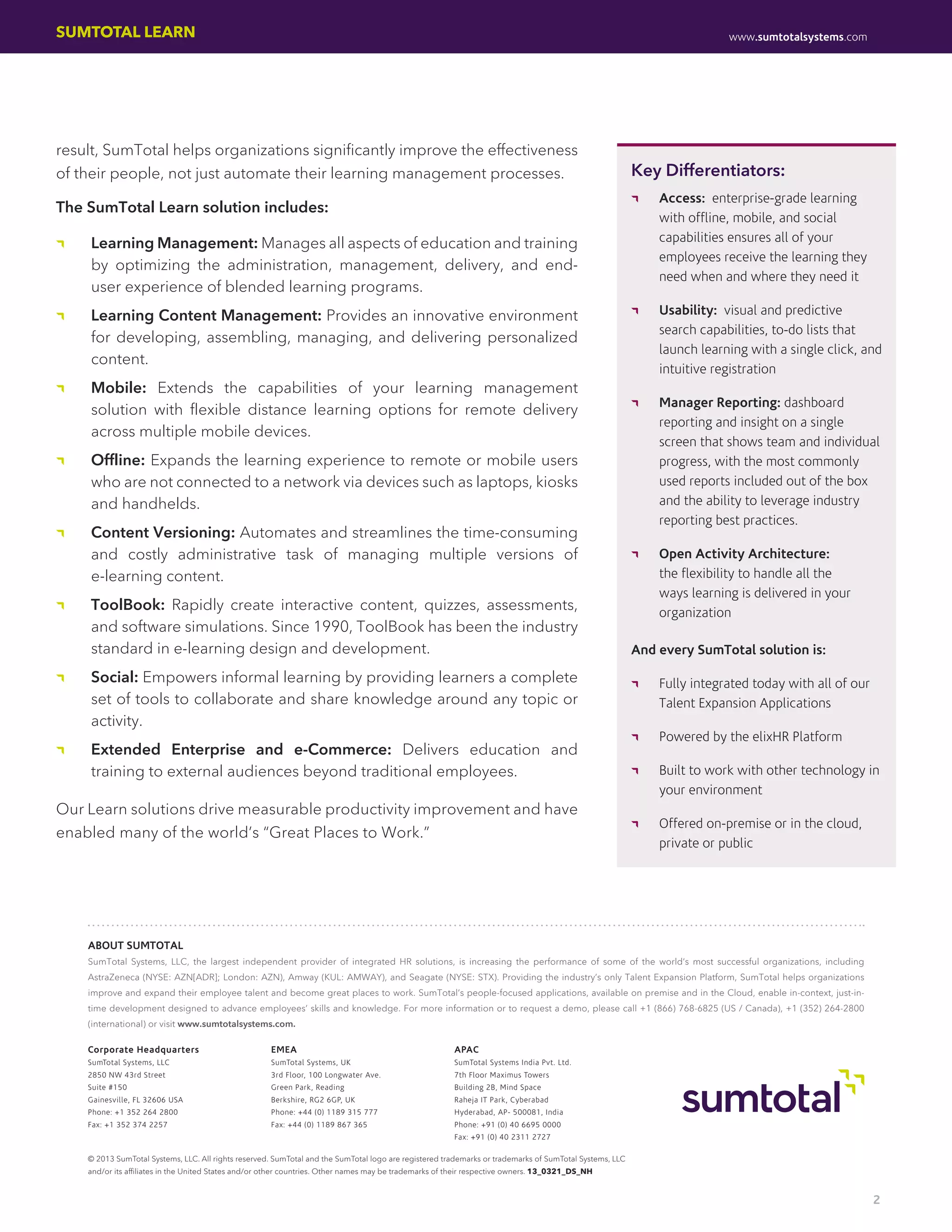 SumTotal Learn | PDF | Business | Business and Finance