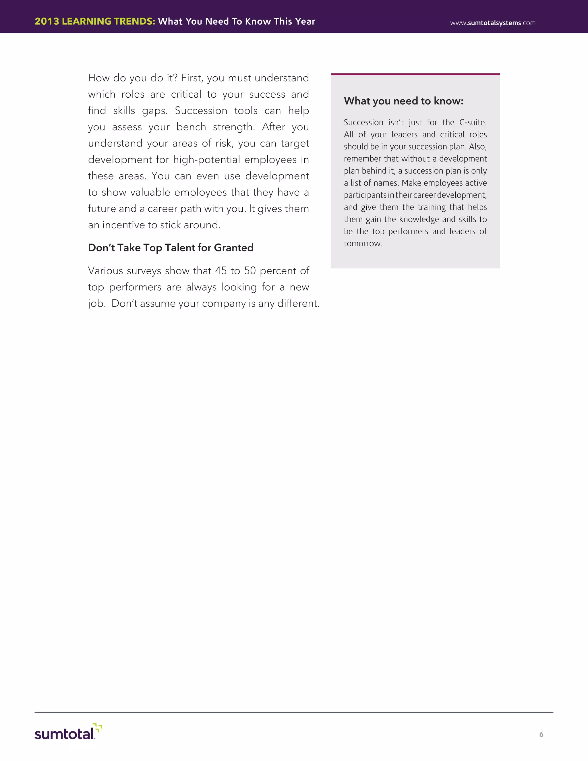 Sumtotal 2013 Learning Trends | PDF