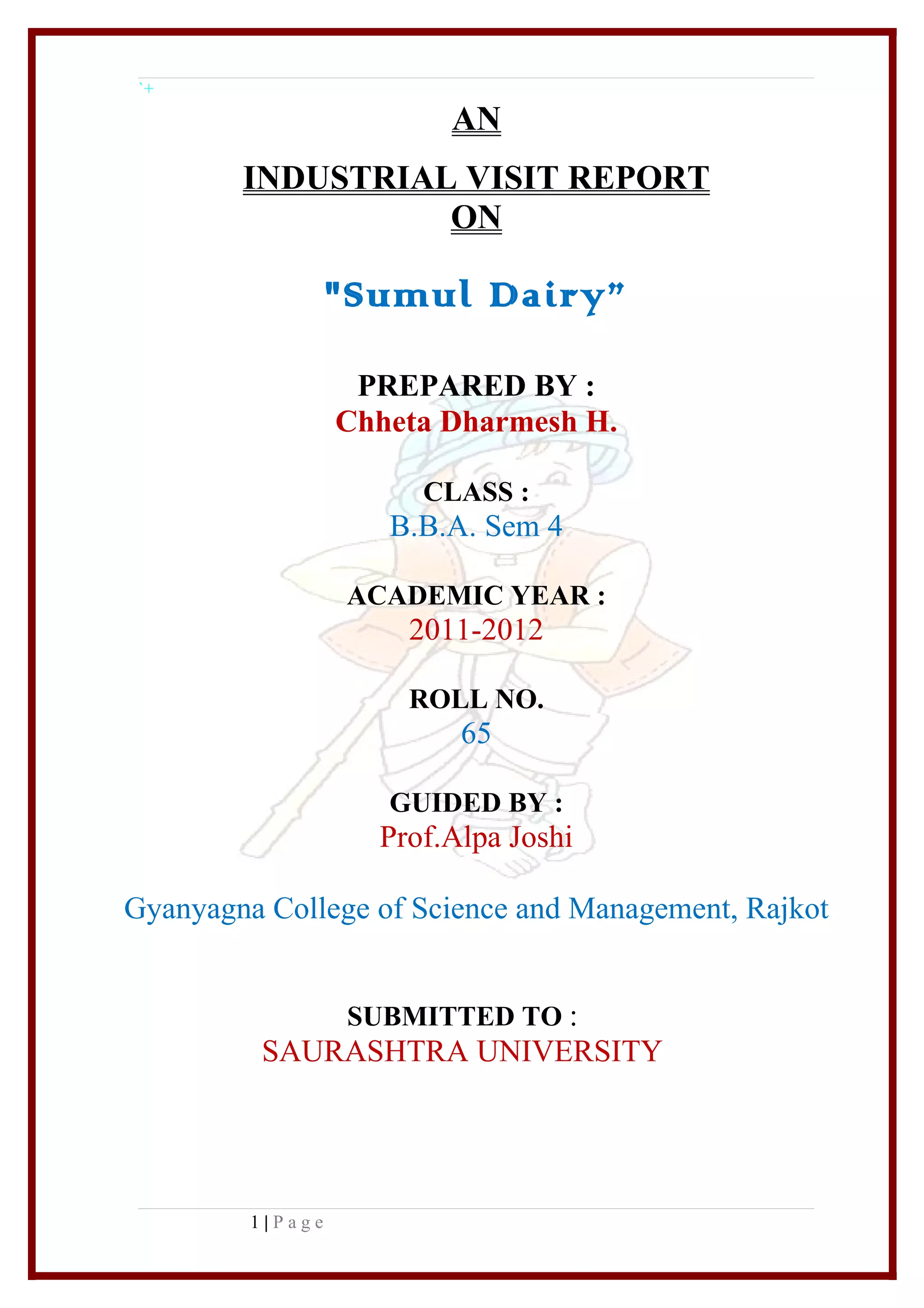Sumul dairy | DOC | Agriculture | Industries