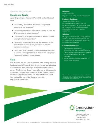 CenturyLink Managed VoIP Case Study featuring Sun National Bank