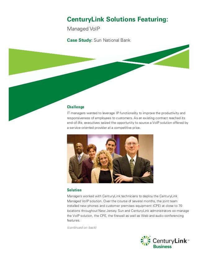 CenturyLink Managed VoIP Case Study featuring Sun National Bank