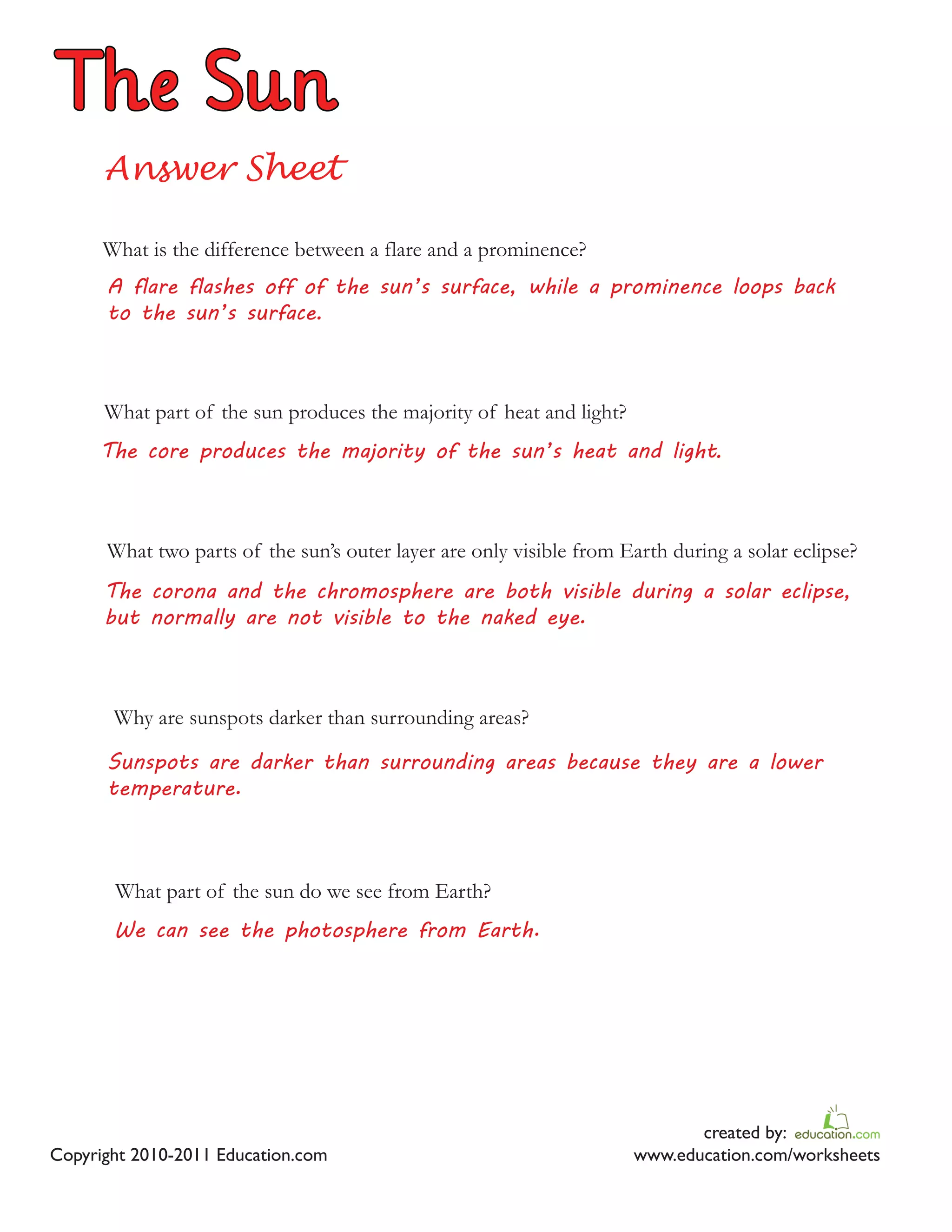 Sun diagram-review | PDF | Space and Astronomy | Science
