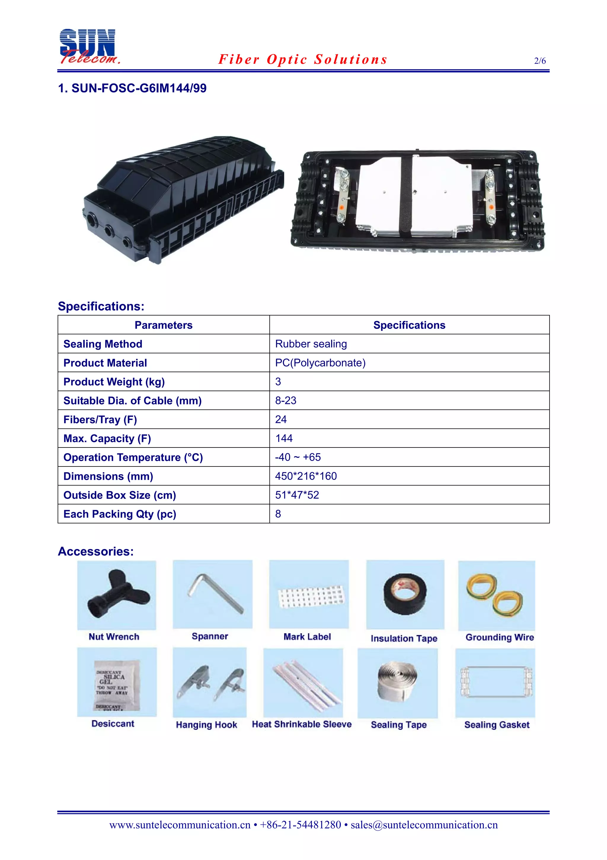 Sun fosc-g series fiber optic splice closure | PDF