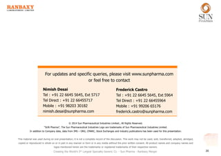 Sun Pharma - Ranbaxy Merger Presentation | PDF