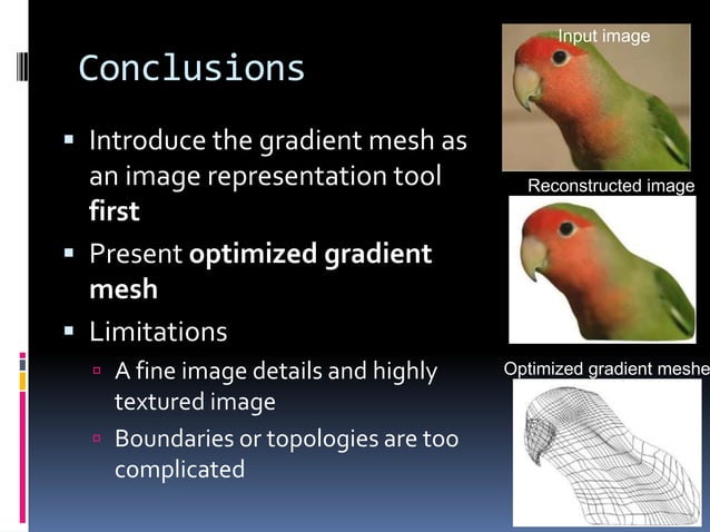 study Image Vectorization using Optimized Gradeint Meshes | PPT